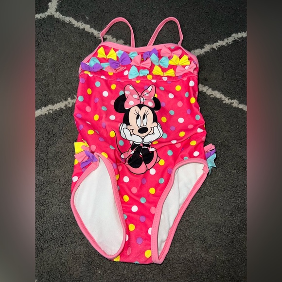 Disney | Swim | Disney Store Minnie Mouse One Piece Polkadot Pink Bow ...